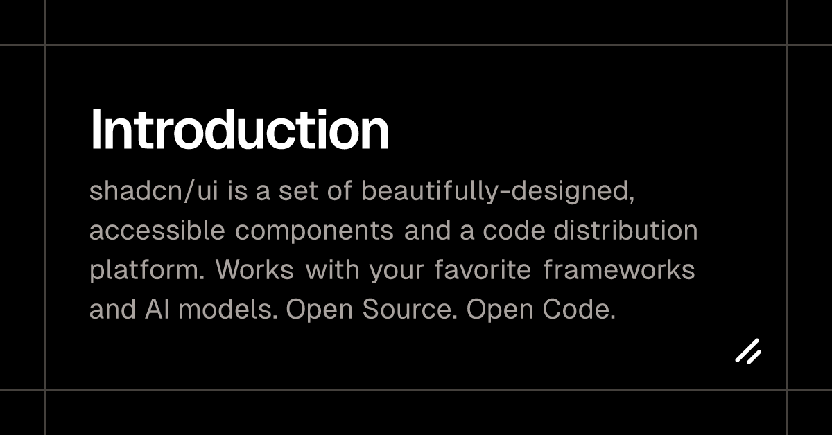 Introduction - shadcn/ui Introduction - shadcn/ui